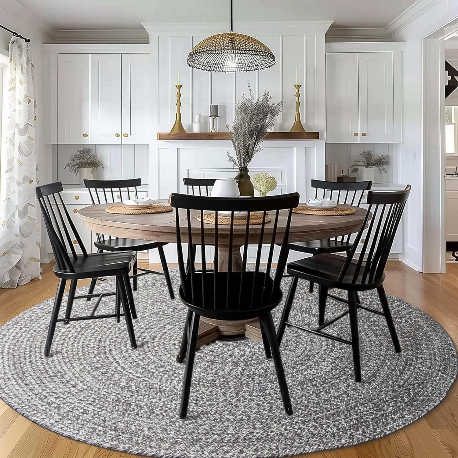Braided Rug - Round Rug for Dining Table/Kitchen -4ft Circular ...