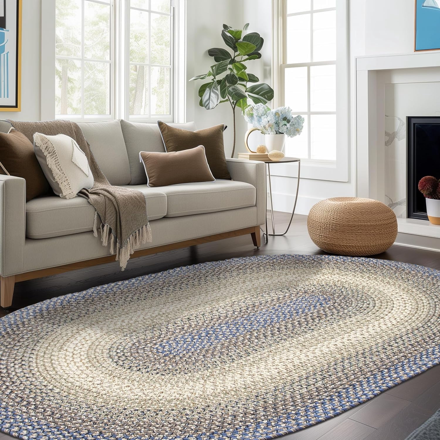 Braided Rugs Round 4ft Farmhouse Kitchen Rug - Ridgewood Braided Rug ...