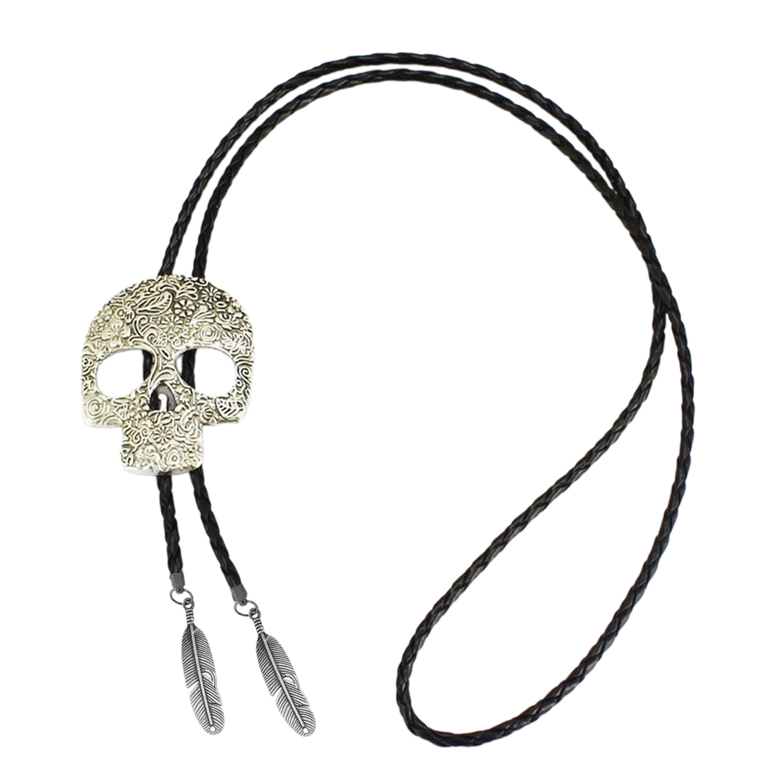 Braided Shoestring Bolo Tie with Metal Carving Charm Cowboy Necktie ...