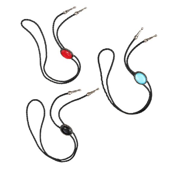 Braided Shoestring Gemstones Bolo Tie Charm Cowboy Necktie Necklace ...