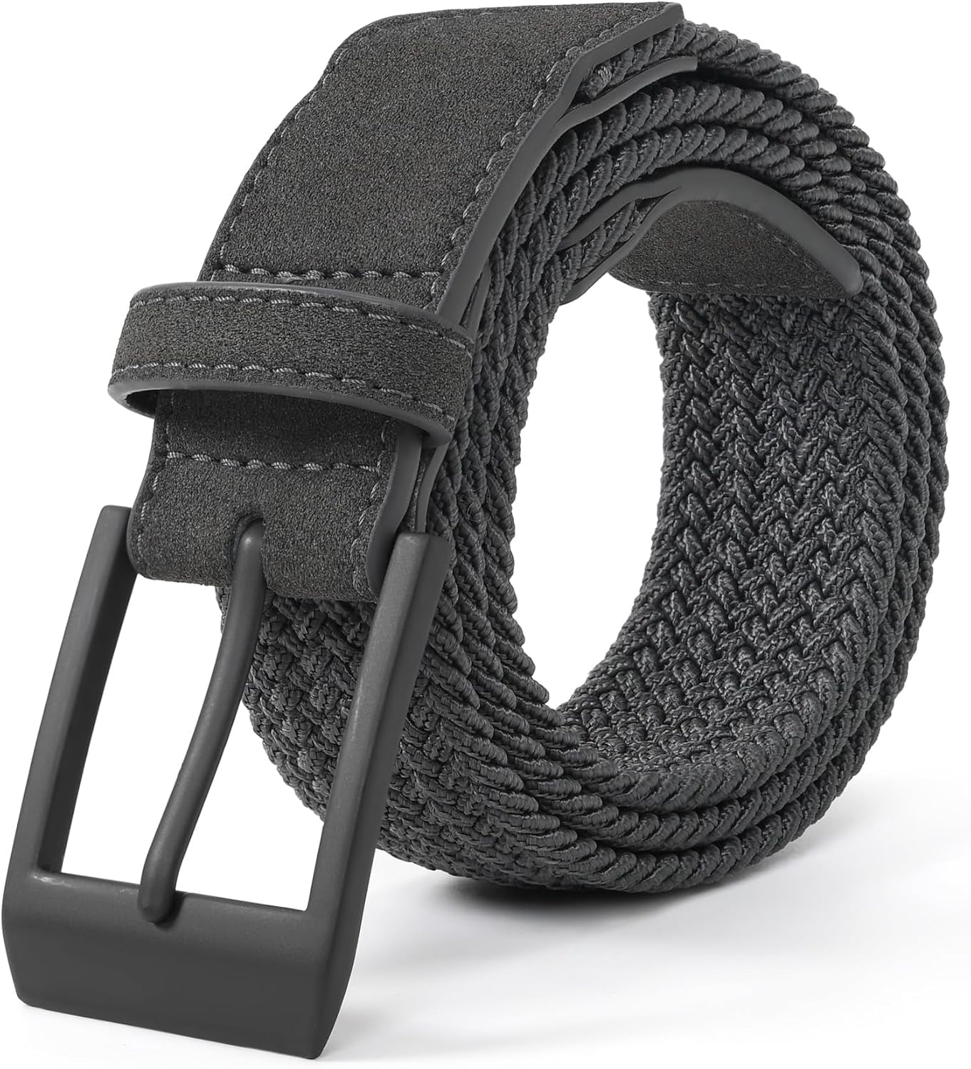 Braided Stretch Elastic Belts | Pin Oval Solid Black Belt Buckle | PU ...