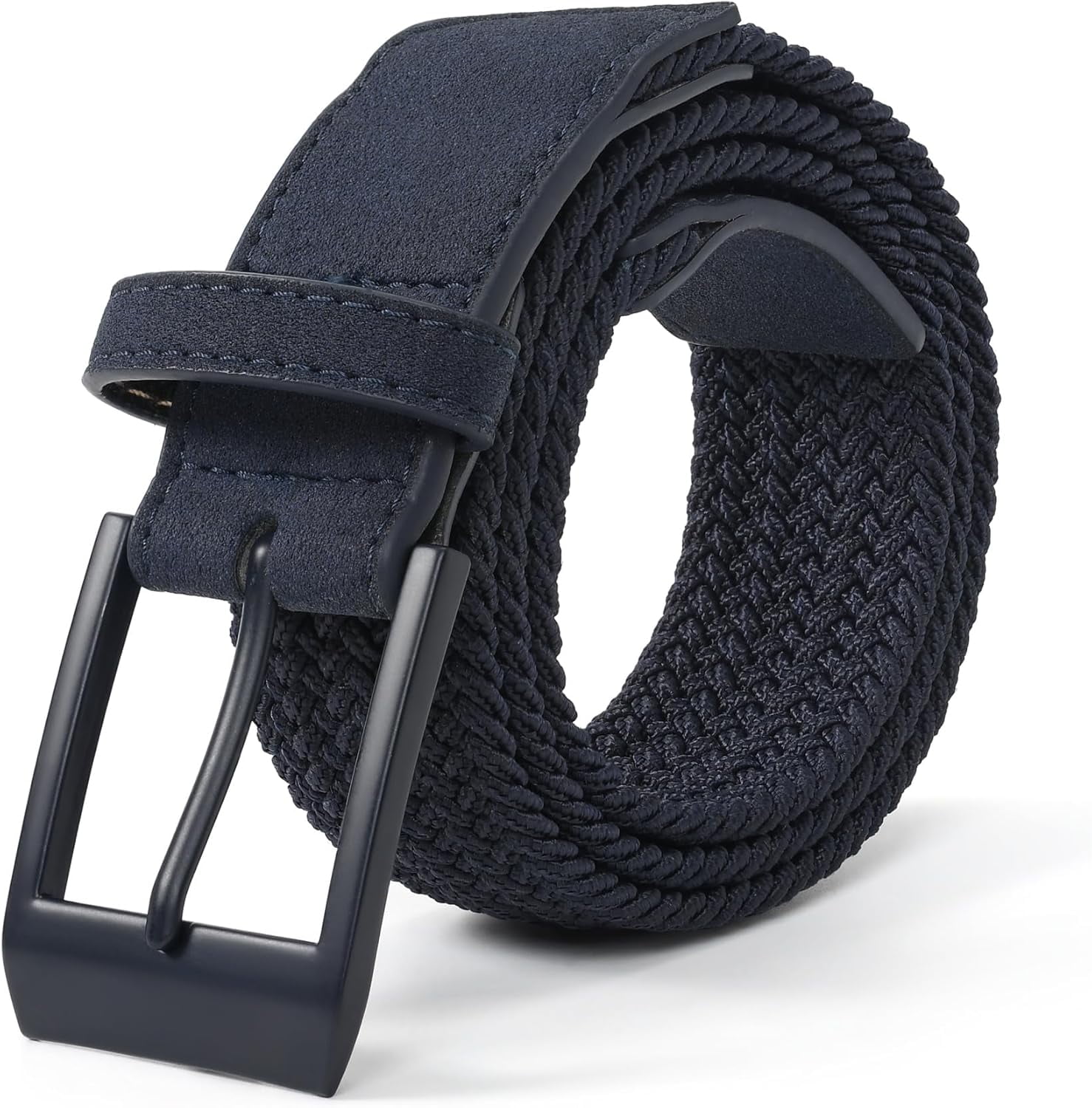 Braided Stretch Elastic Belts | Pin Oval Solid Black Belt Buckle | PU ...