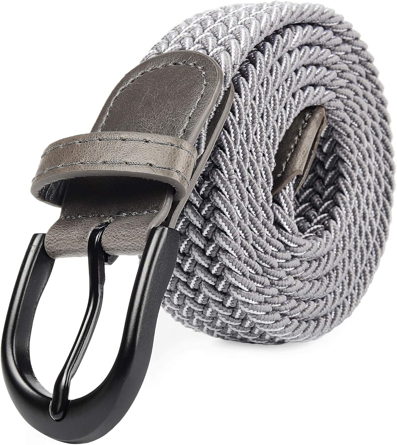 Braided Stretch Elastic Belts | Pin Oval Solid Black Belt Buckle | PU ...