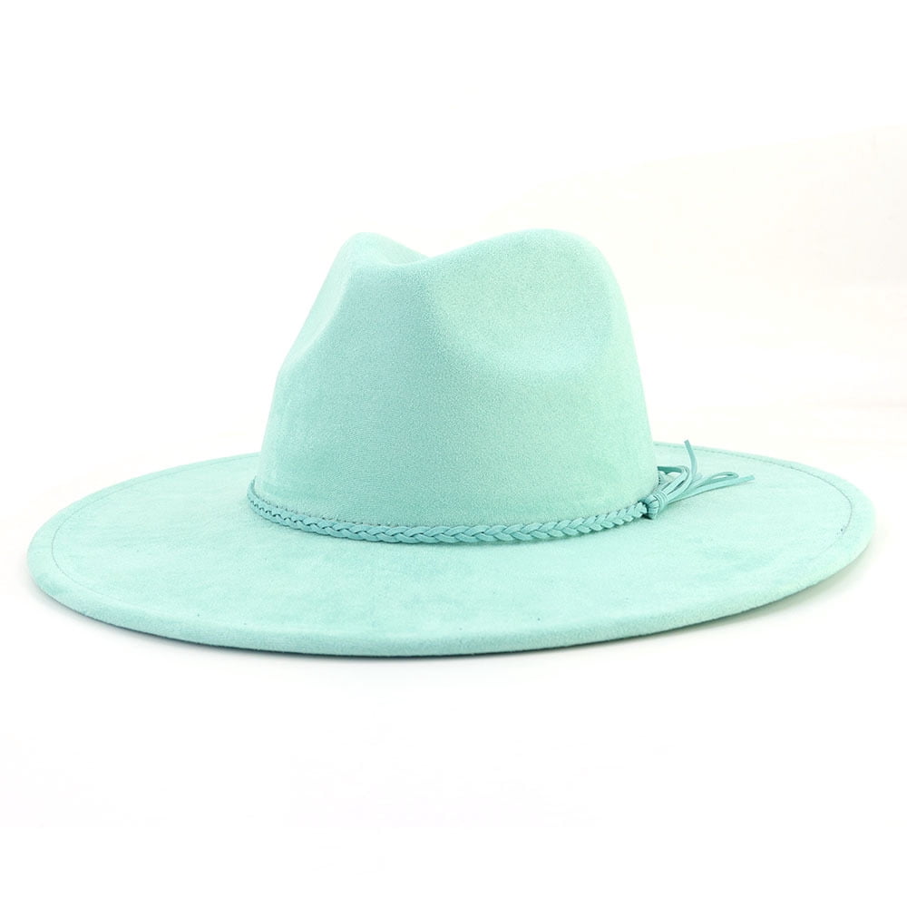 Braided Suede Strap Flat Wide Brim Felt Hat, Vintage Casual Dress ...