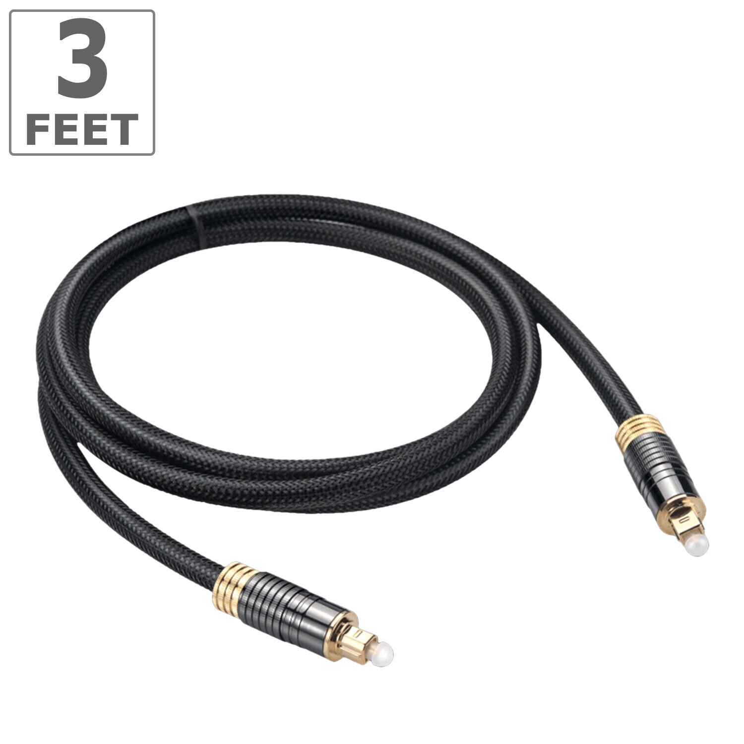 Braided Toslink Digital Fiber Optic Optical Audio Cable SPDIF Dolby DTS ...