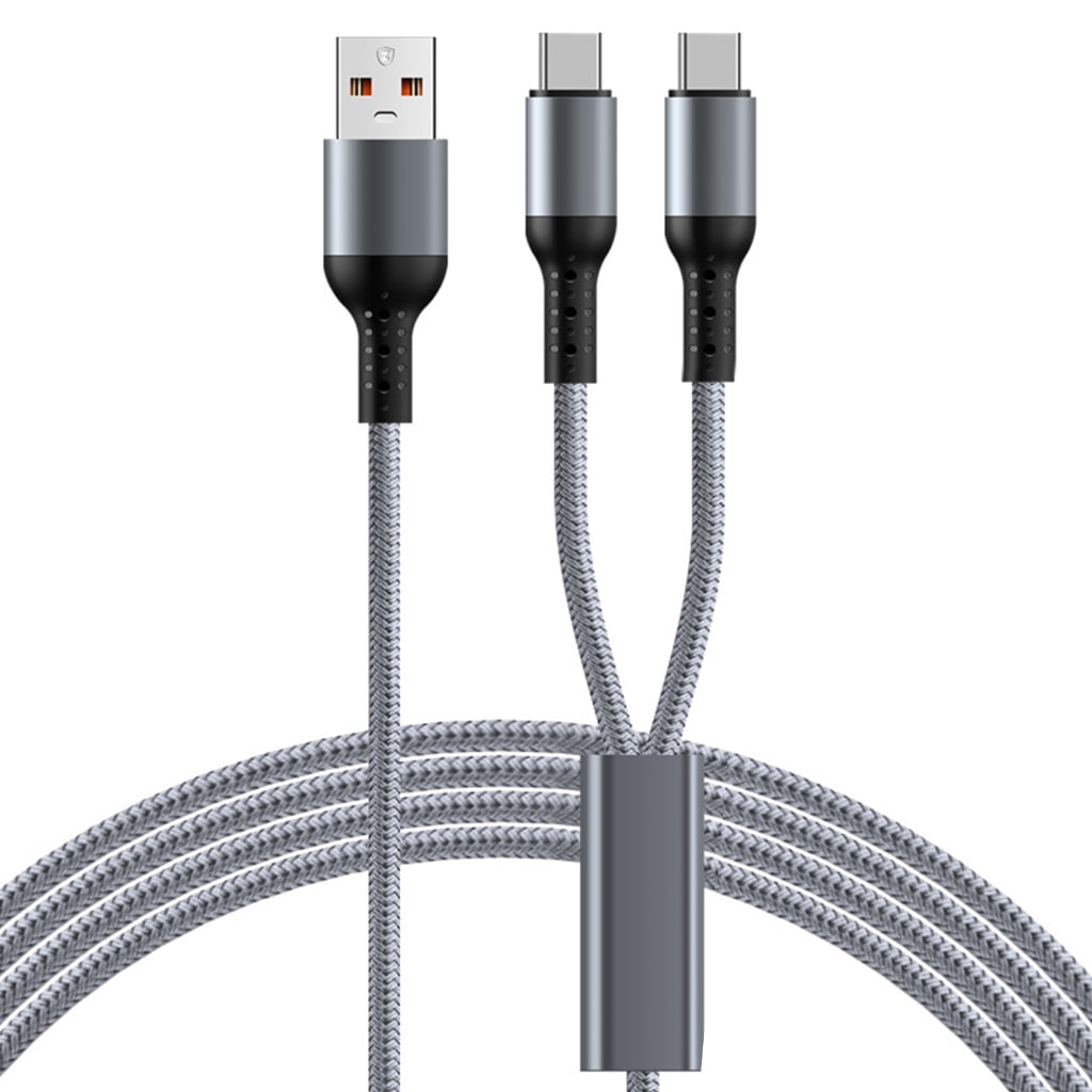 Braided Type C Splitter Cable 66W Fast Charge Double Port Simultaneous ...
