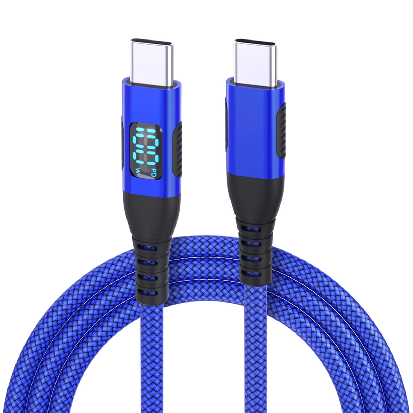 Braided Type C to Type C Cable With Digital Indicators Fast Charging ...