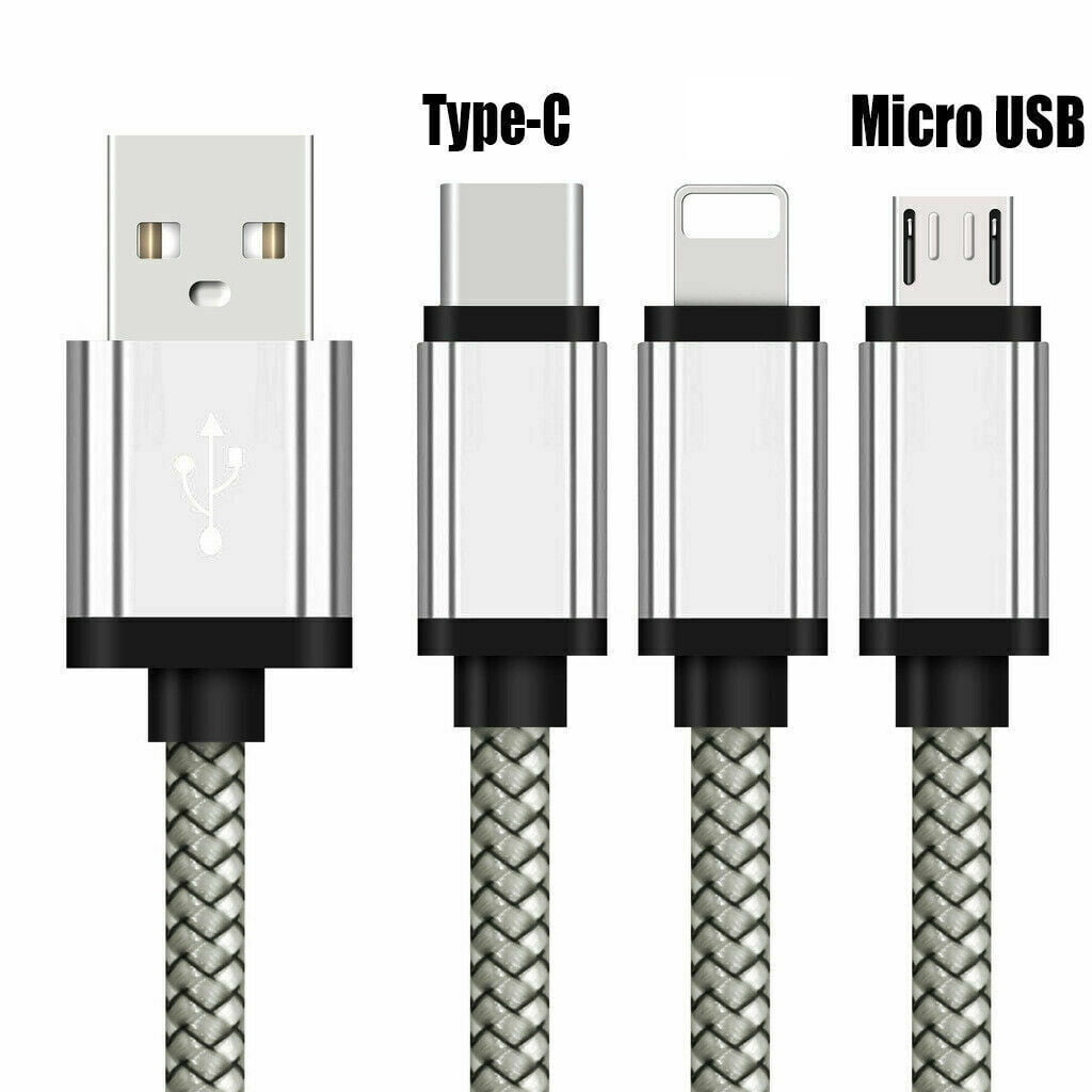 Braided USB Charger Cable Sync Charging Cord Power Cell Phone USB C ...