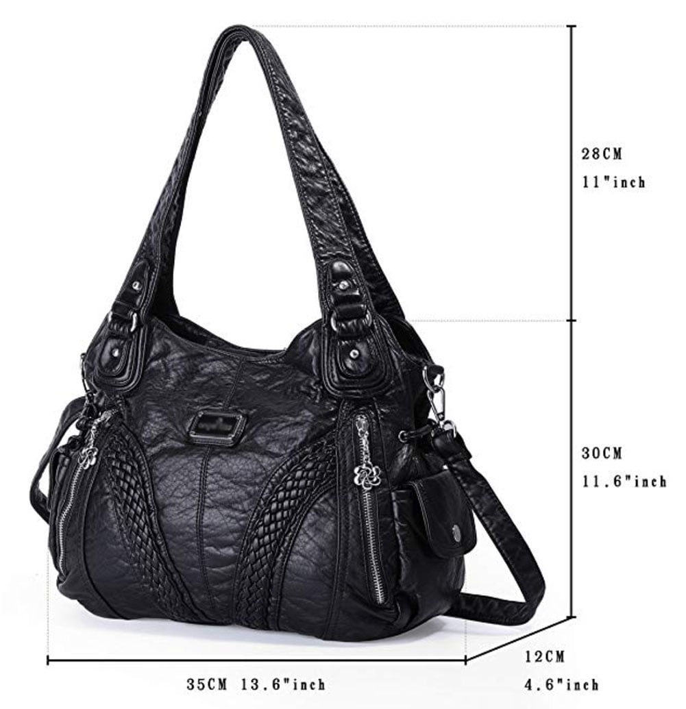 Braided Washed Leather Soft Purse Ultra Soft Leather Shoulder Bag Black ...
