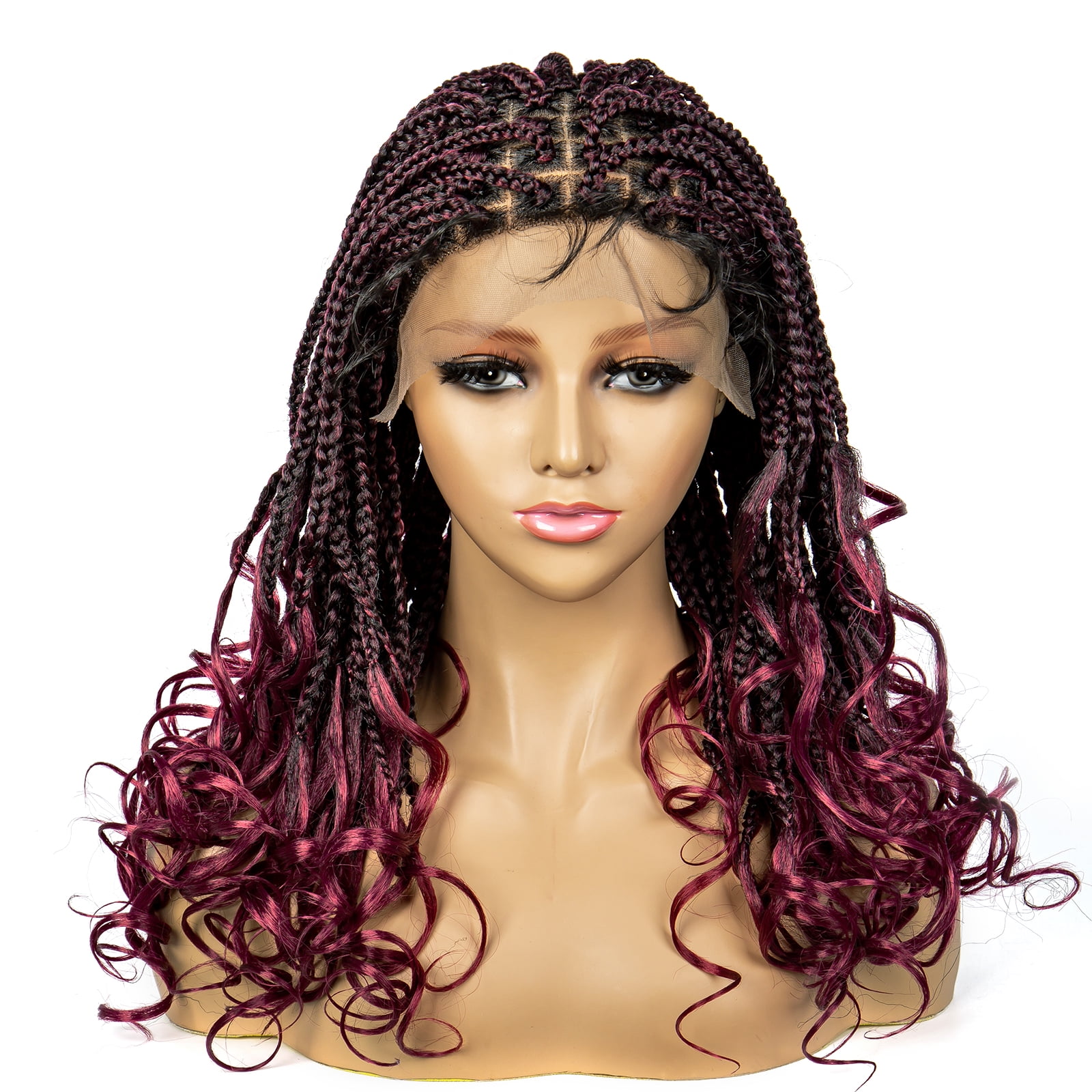 Braided Wigs for Black Women Synthetic Lace Front Wigs Square Knotless ...