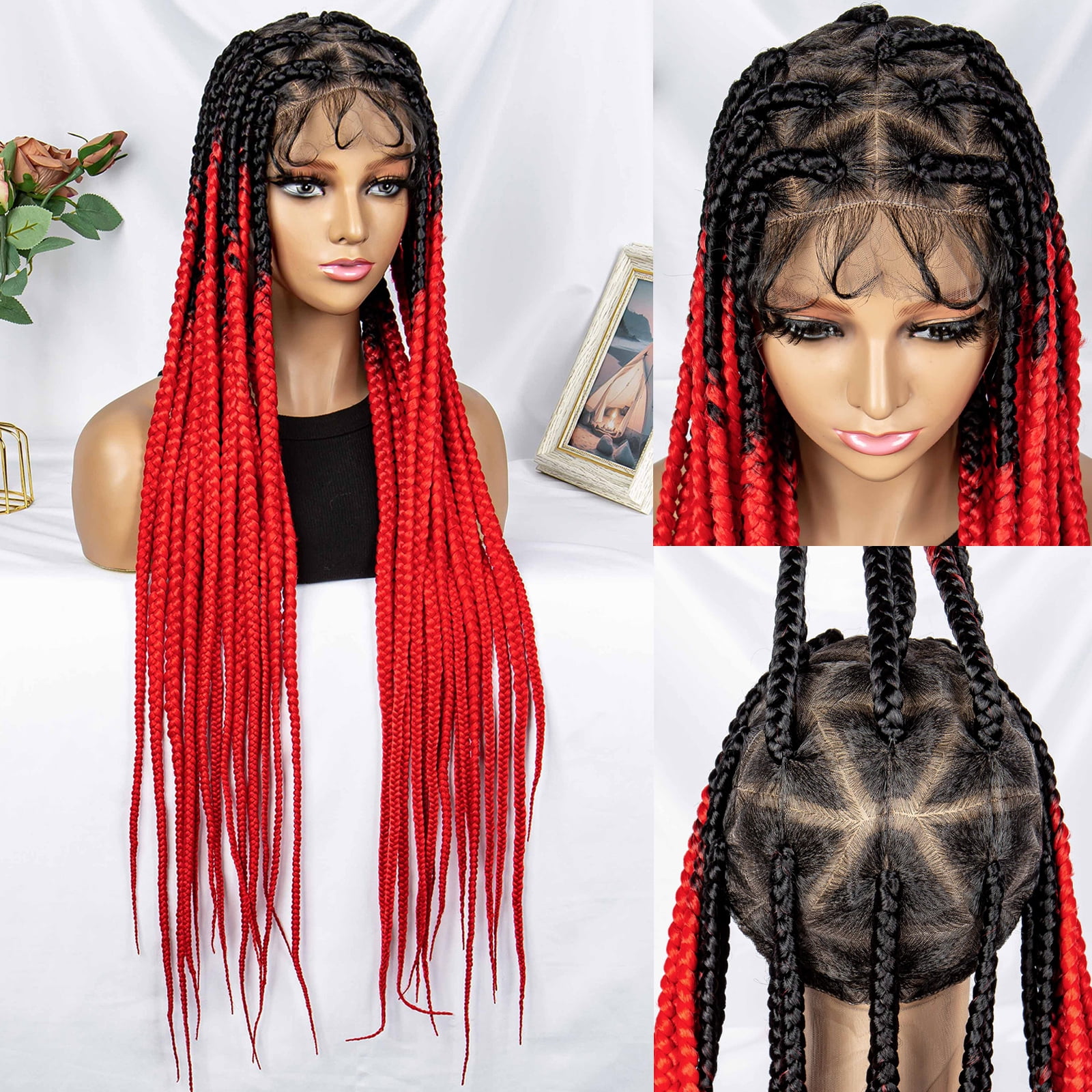 Braided Wigs for Women Full Double Lace Braided Wigs Knotless Box ...