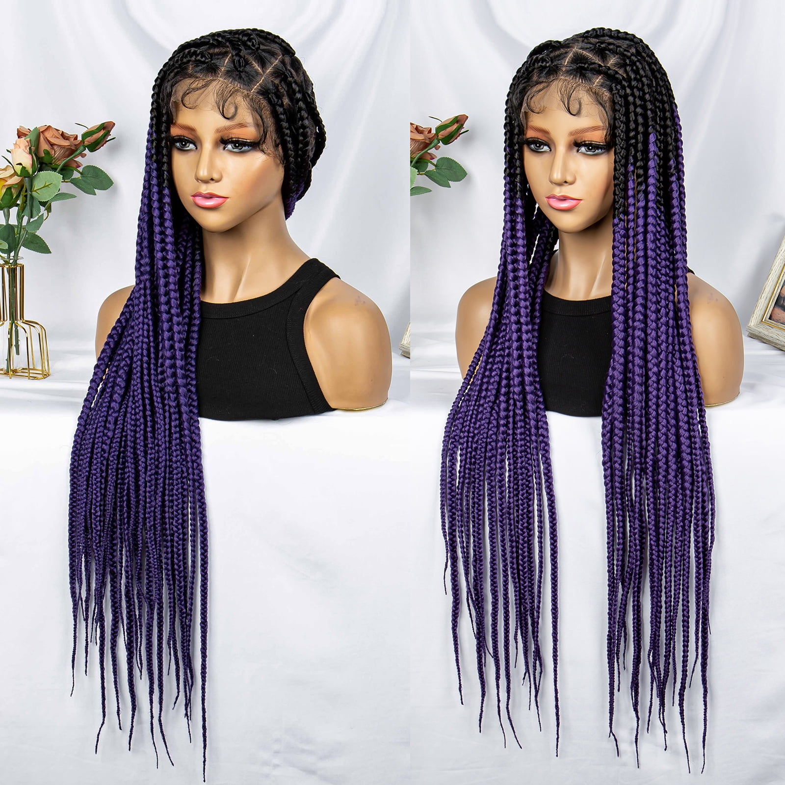 Braided Wigs for Women Full Double Lace Braided Wigs Knotless Box ...