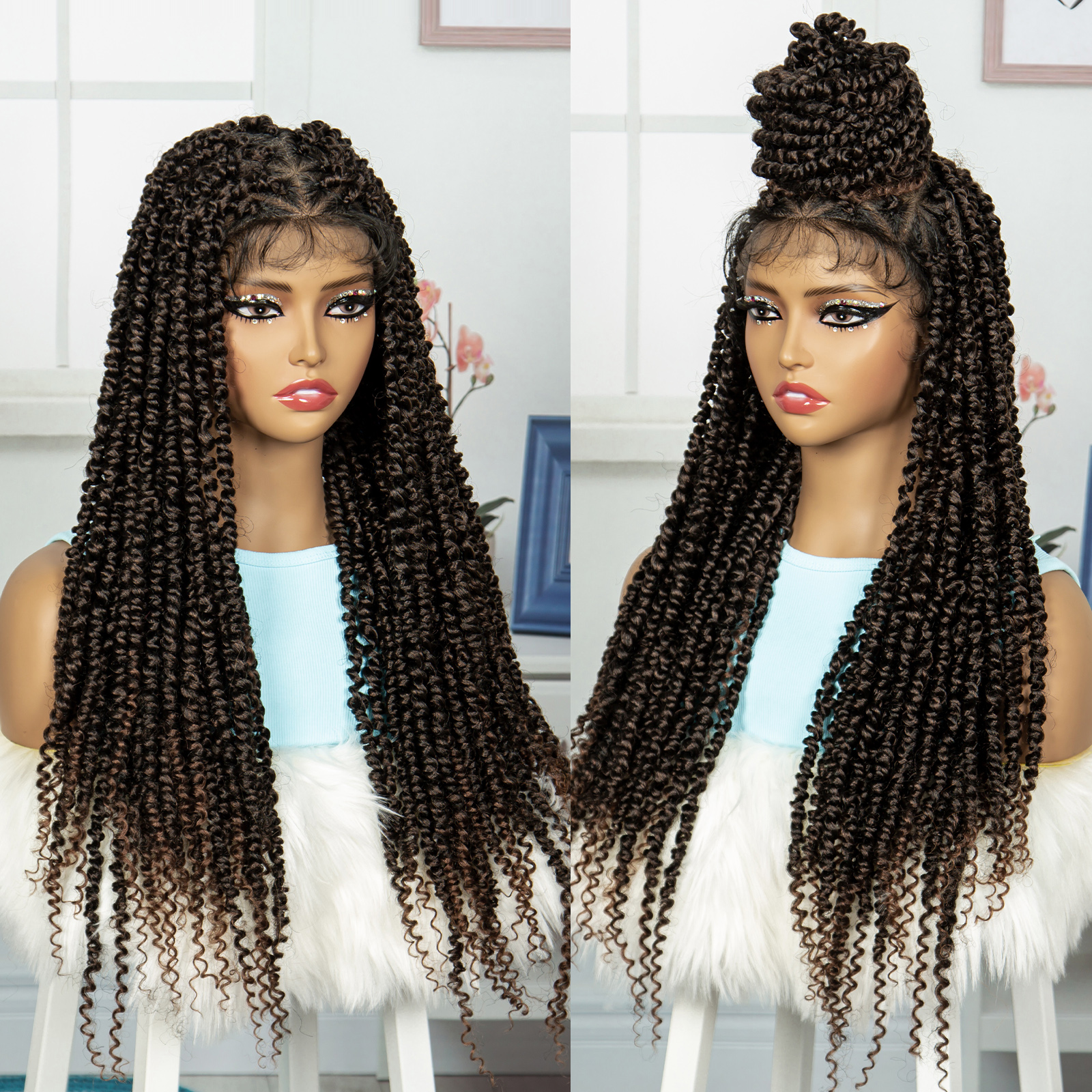 Braided Wigs for Women Synthetic Full Lace Wig Braided Wigs Knotless ...
