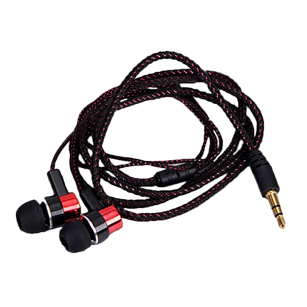 Braided Wire Sport Stereo Bass In-ear Headset Earphone for Phone PC,Red ...