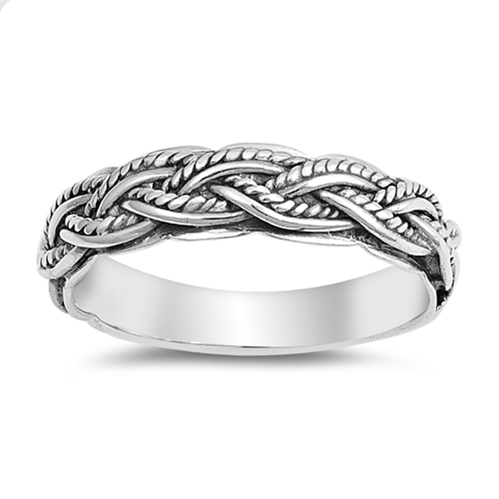 Braided Woven Criss Cross Thumb Ring .925 Sterling Silver Band Jewelry ...