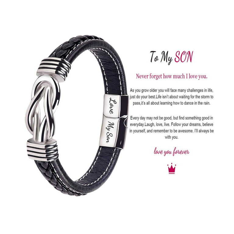 Braided leather bracelet with infinity for men mother and son bracelet grandmother and always united son