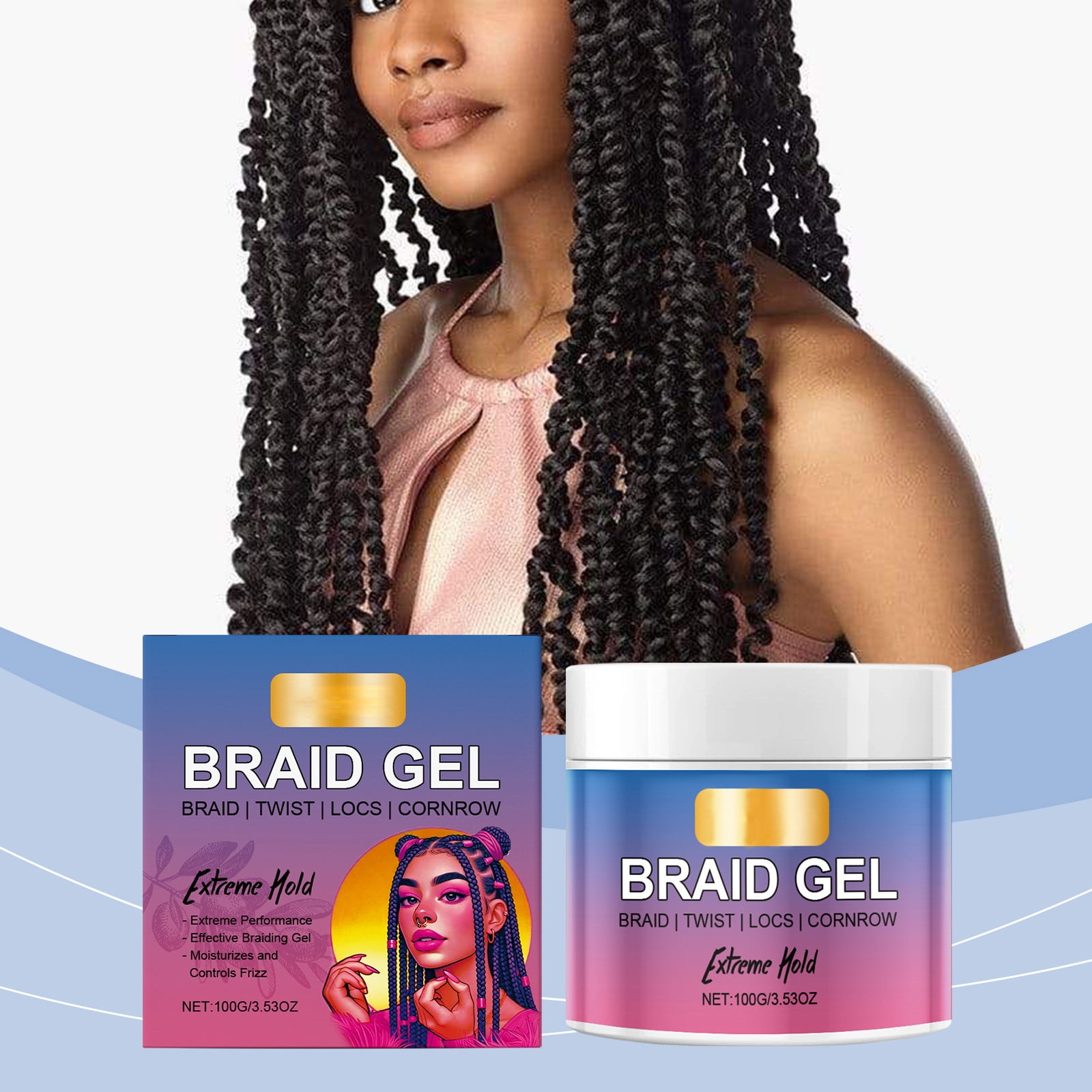 Braiding Gel Strong Hold | Long-Lasting No Flaking Cornrow Gel | High ...