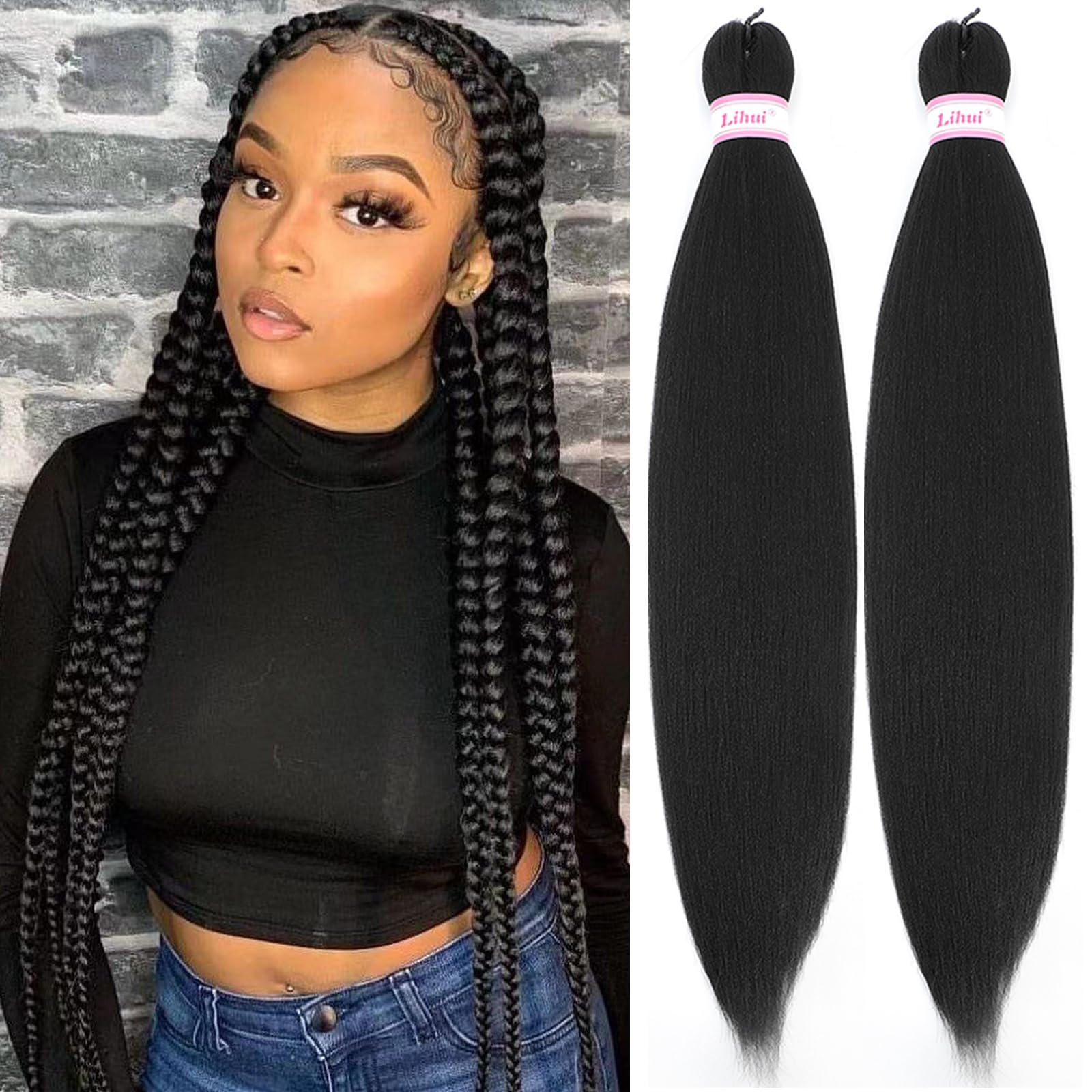 Braiding Hair Pre Stretched 26 Inch Natural Black Braiding Hair ...