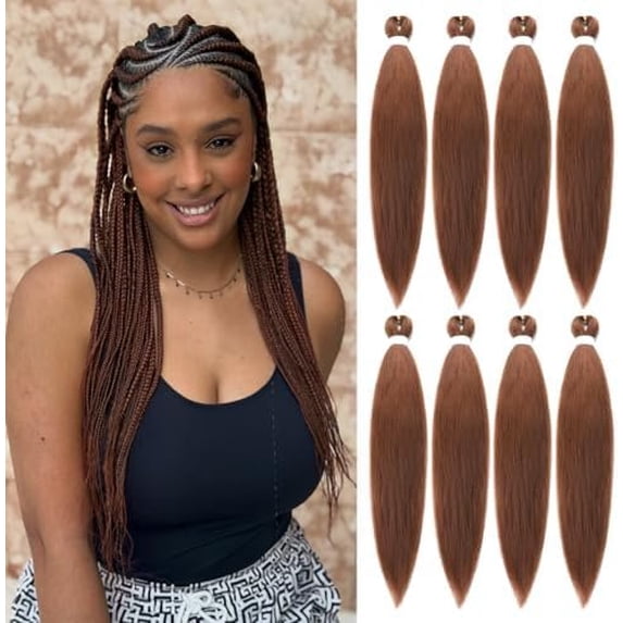 Braiding Hair Pre Stretched 8 Packs 24 Inch Long Black Braid ...
