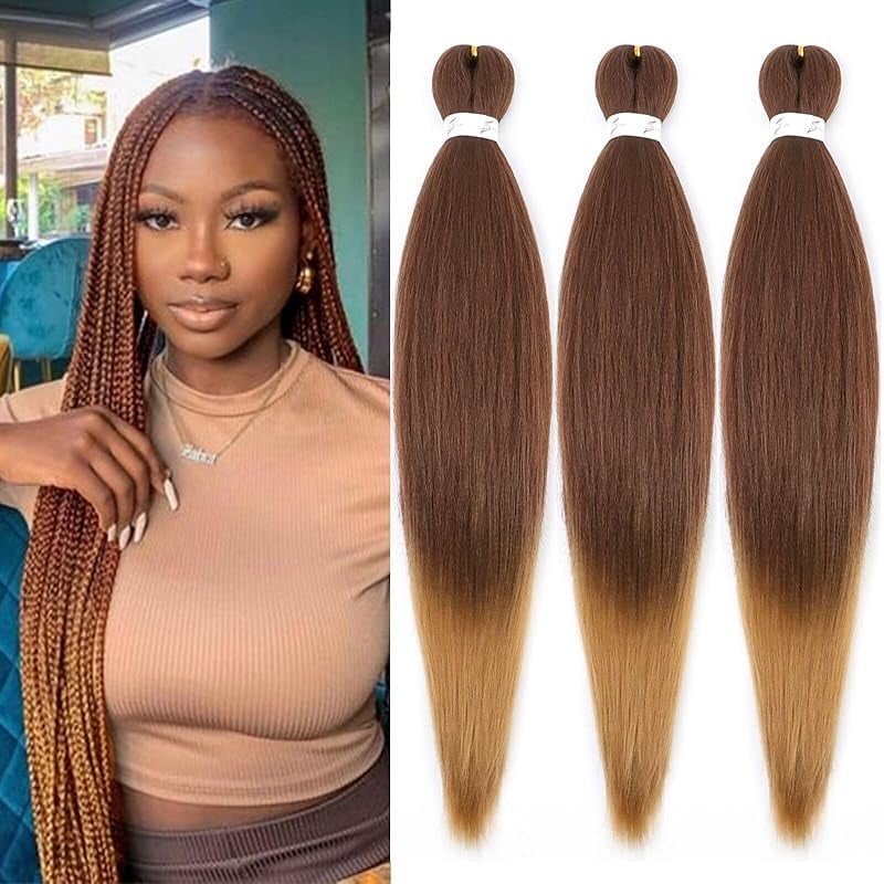Braiding Hair Pre stretched 30 Inch 3 Packs Pre-stretched Braiding Hair EZ Braid Yaki Texture ...