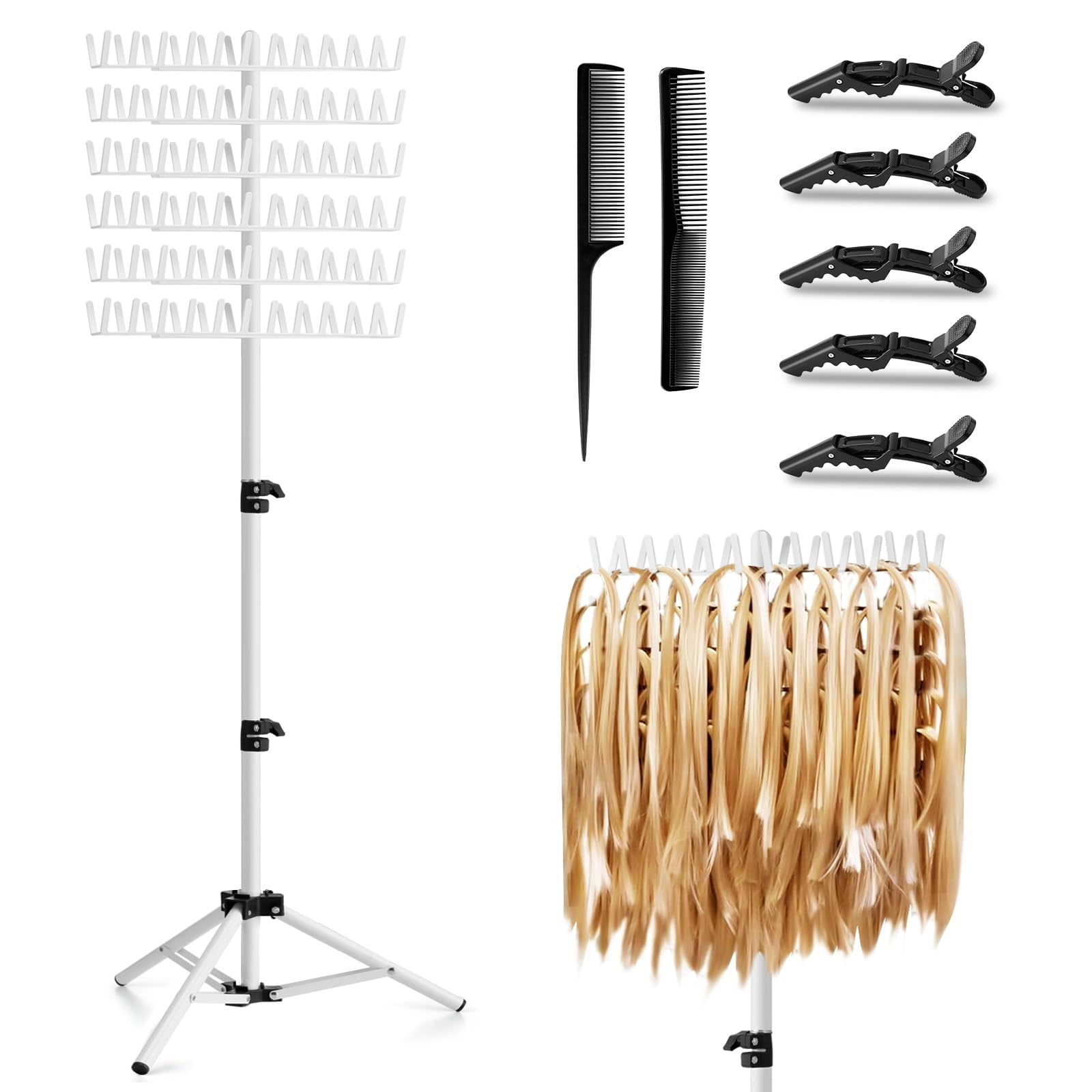 Braiding Hair Rack Adjustable Height 144 Pegs Double-Sided Hair ...