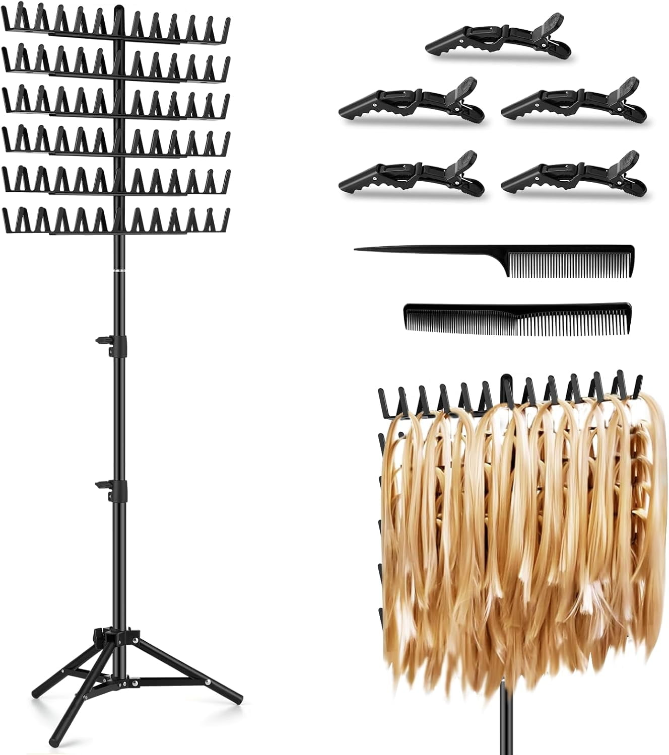 Braiding Hair Rack Height Adjustable 144 Pegs Braiding Rack Hair ...