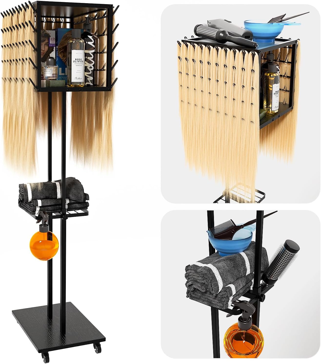 Braiding Hair Rack - Height Adjustable Metal Braiding Rack Stand for ...