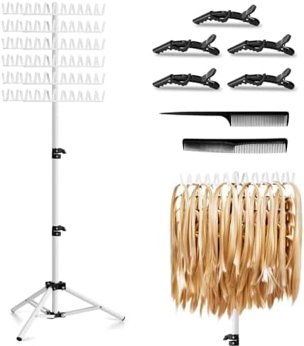 Braiding Hair Rack Standing Hair Extension Holder Hanger, 144 Pegs Hair ...