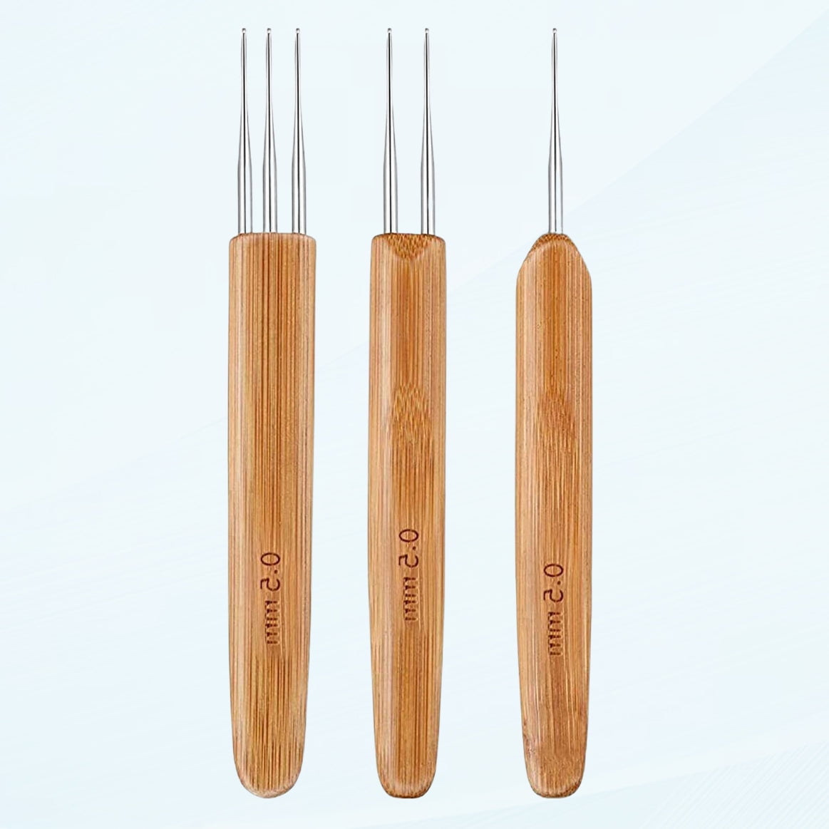 Braids crochet hair hooks 3 pieces/set (1 hook + 2 hooks + 3 hooks) Bamboo handle crochet hook ...