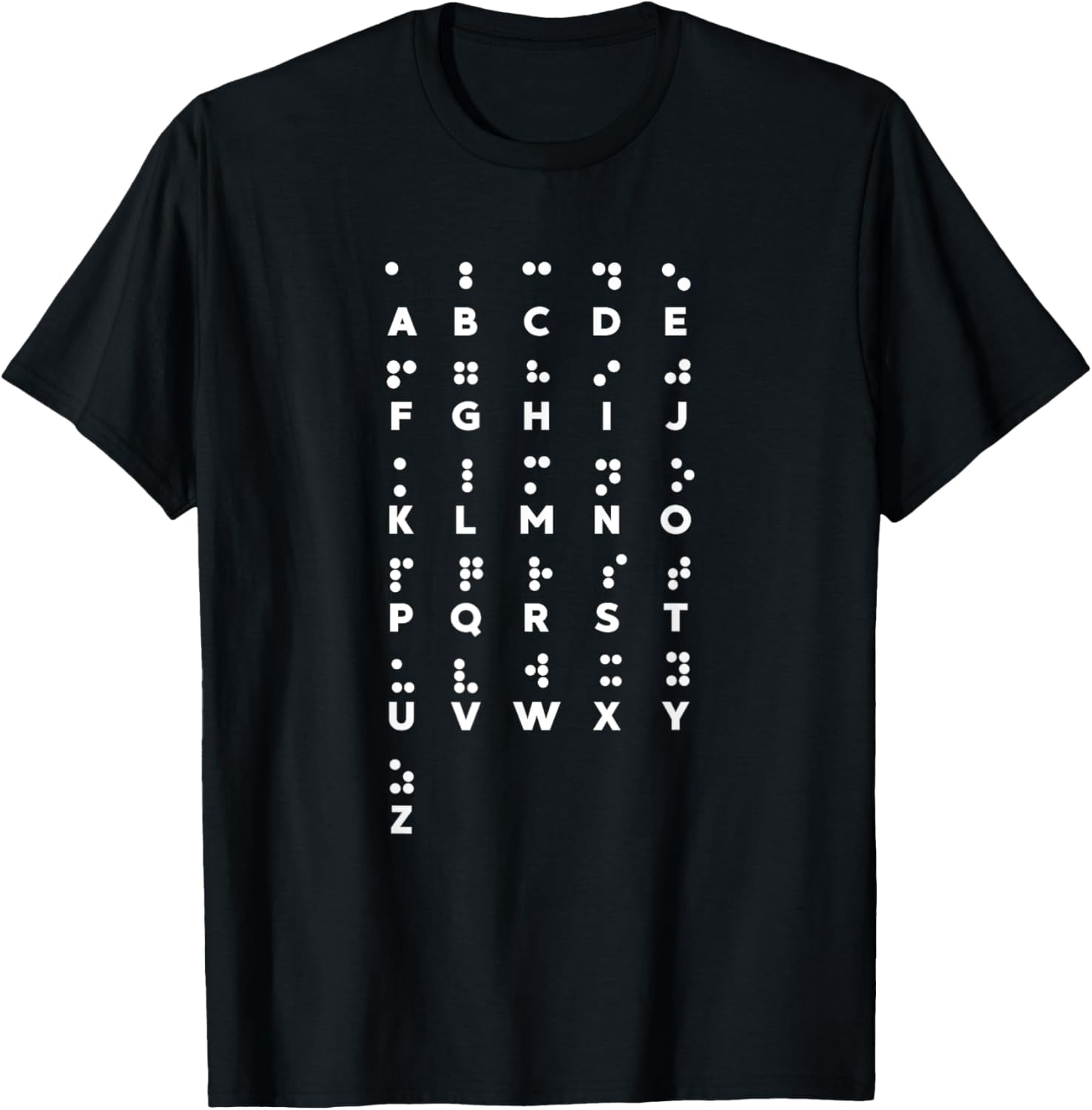 Braille Alphabet T-shirt, Blind Awareness, Teacher Gifts T-Shirt ...