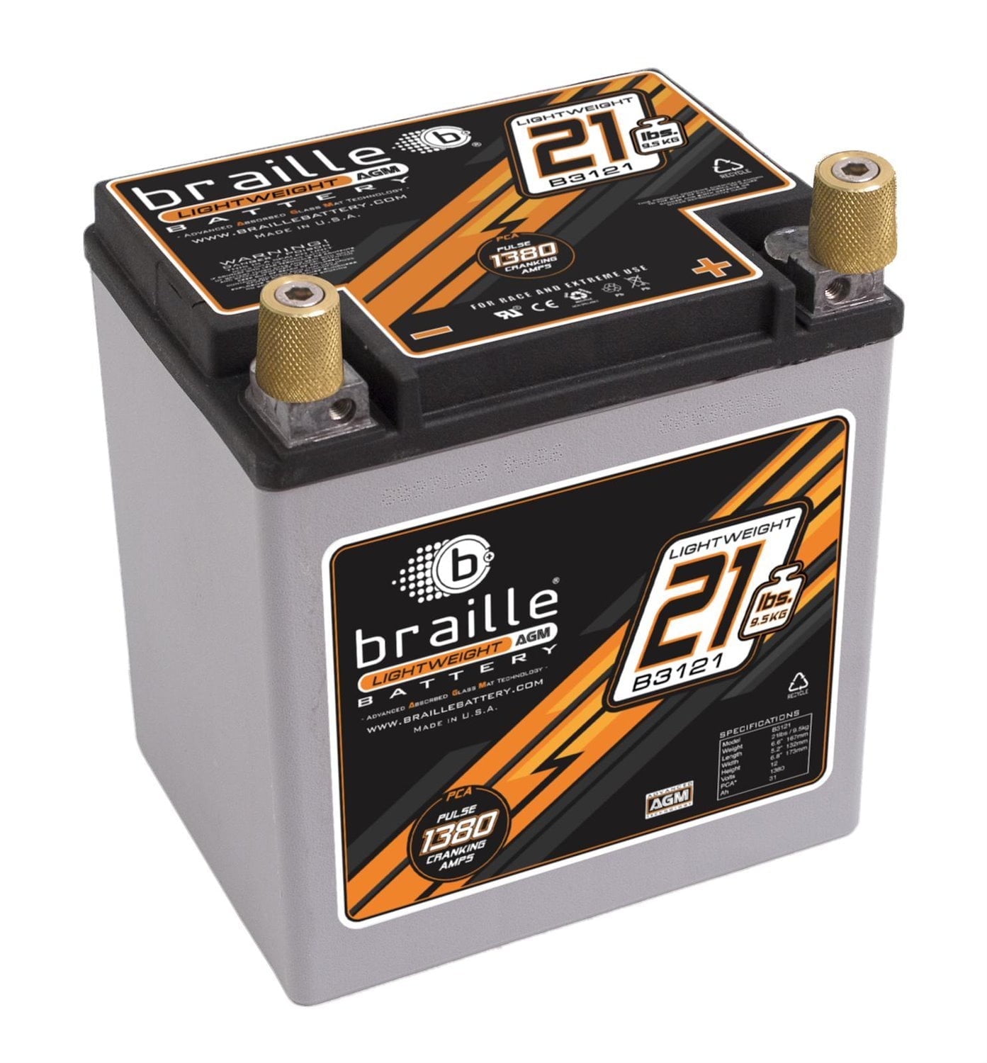 Braille Battery B3121 Advanced AGM Lightweight Racing Battery for Car ...