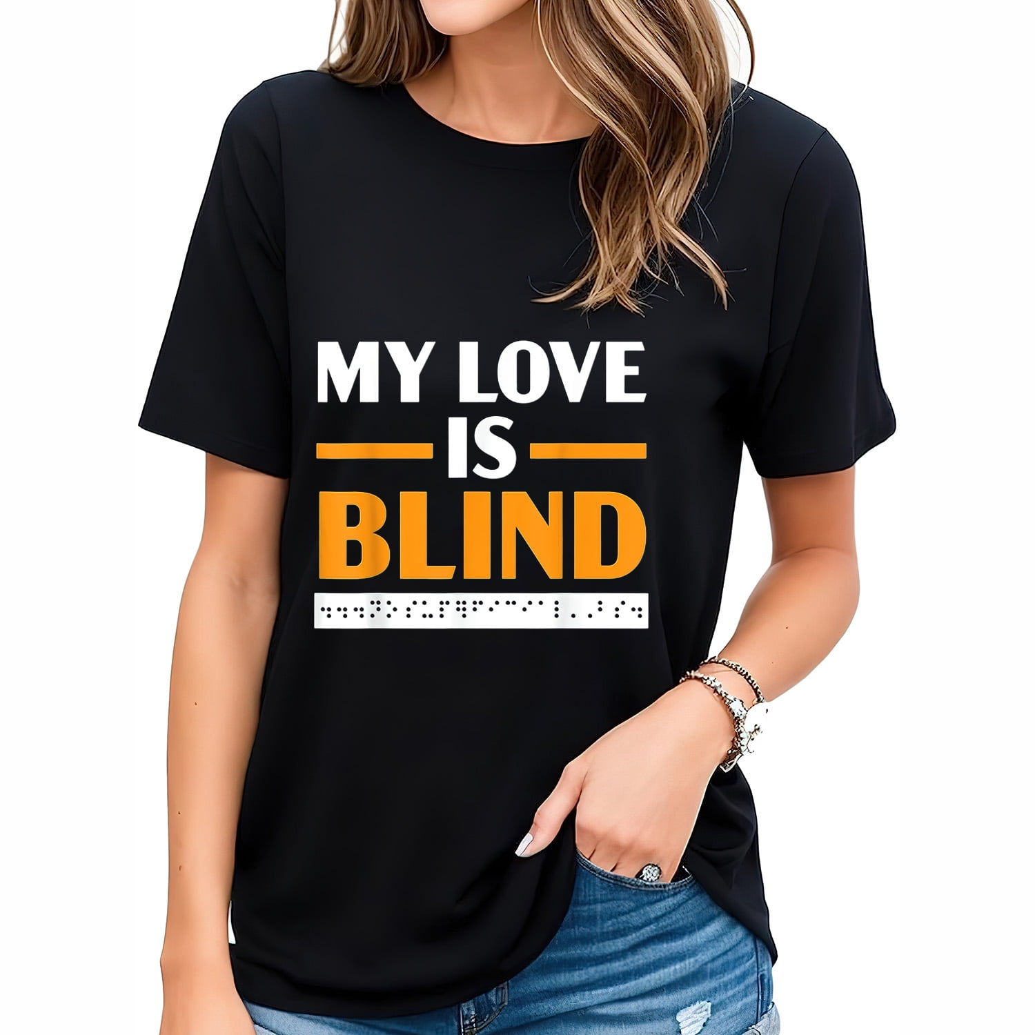 Braille Blind Awareness Visually Impaired Disability T-Shirt - Walmart.com