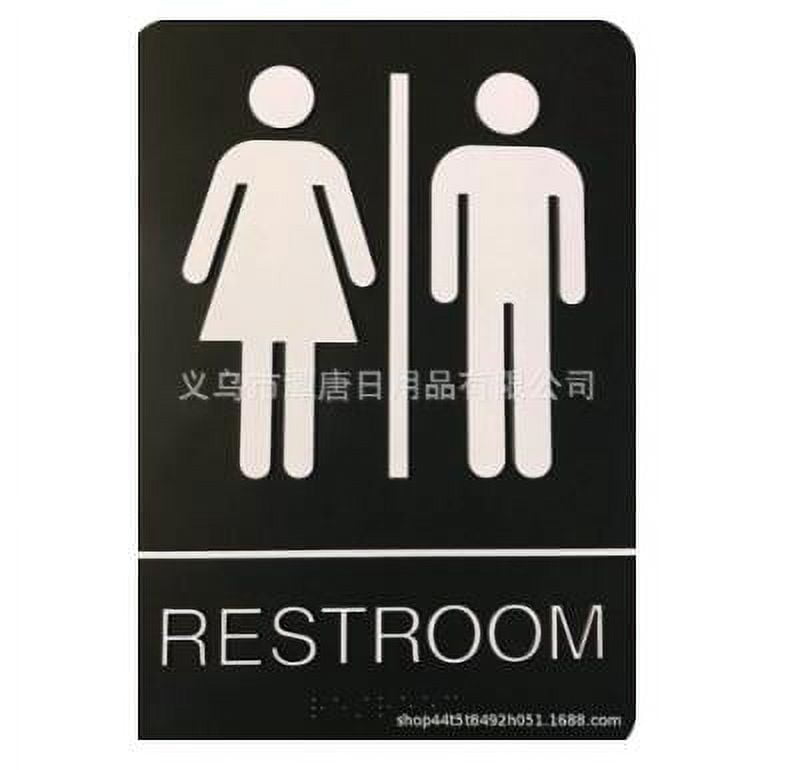 Unisex Restroom Sign with Braille for Shop Use PVC Material Black Color ...