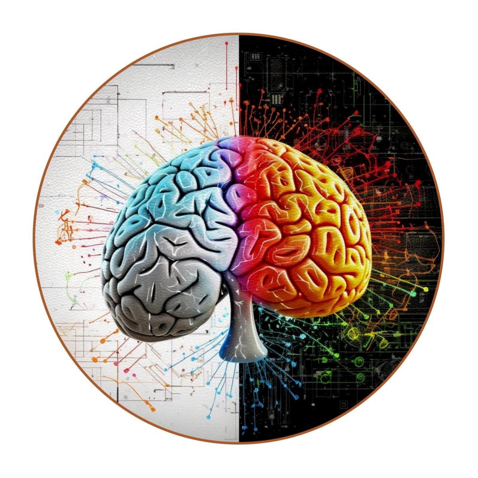 Brain 6PCS Round Coasters Set, Microfiber Leather Drink Coasters, 11x11 ...