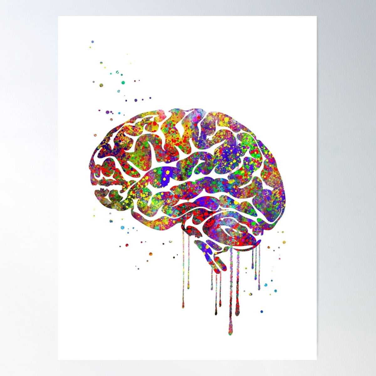 Brain Anatomy, Medical Art, Watercolor Brain Poster Wall Art, Modern ...