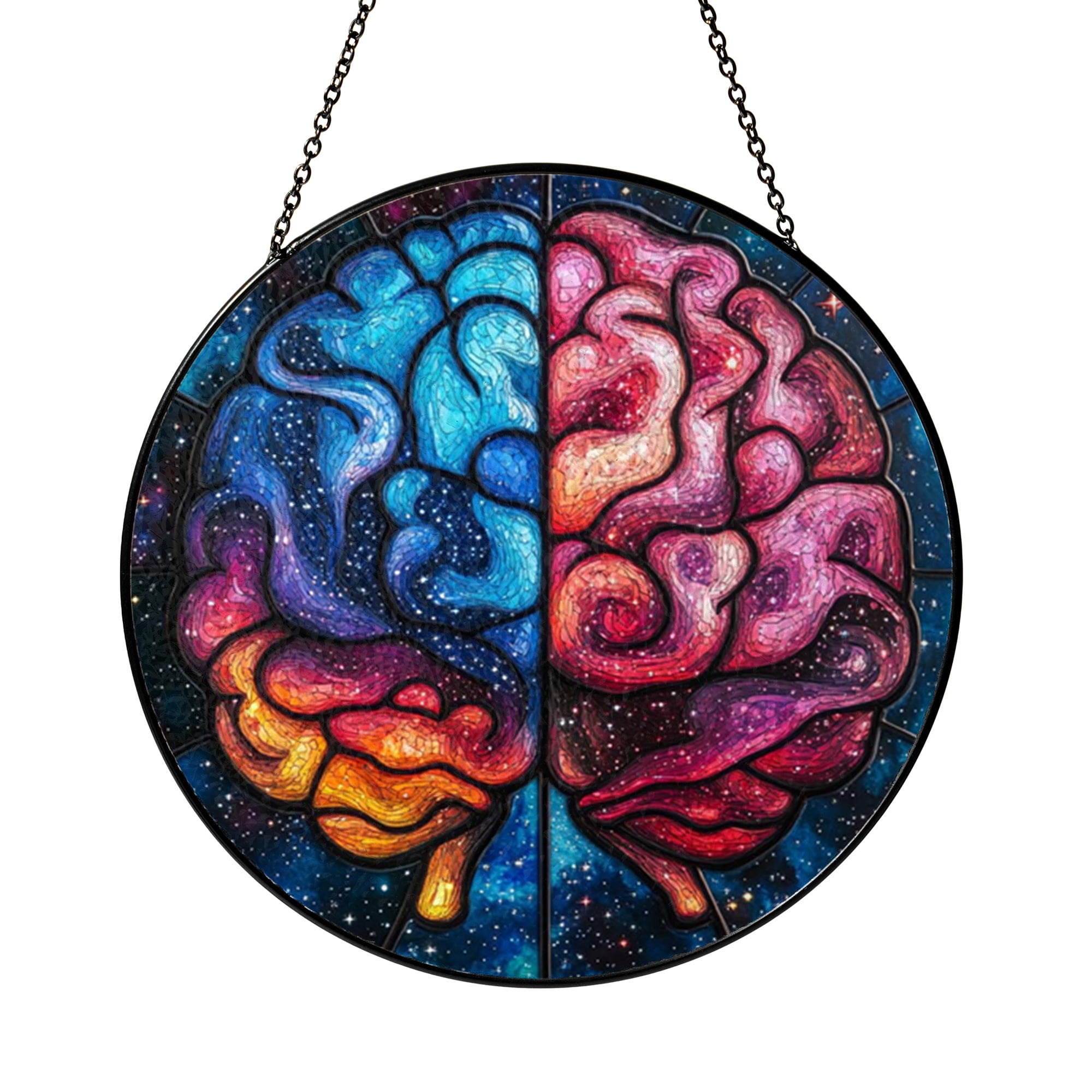 Brain Anatomy Style Stained Glass Window Decor – Artistic Illustration ...