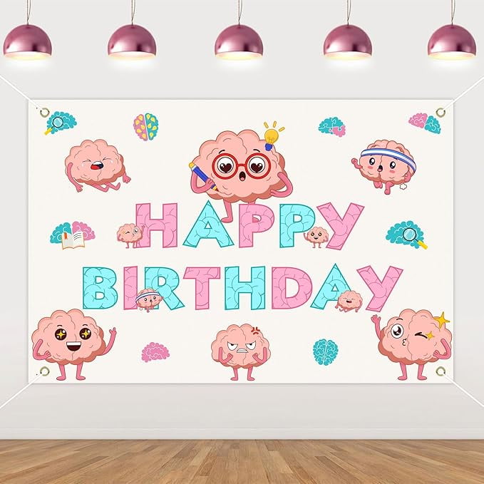 Brain Birthday Decorations Brain Happy Birthday Backdrop Banner Funny ...