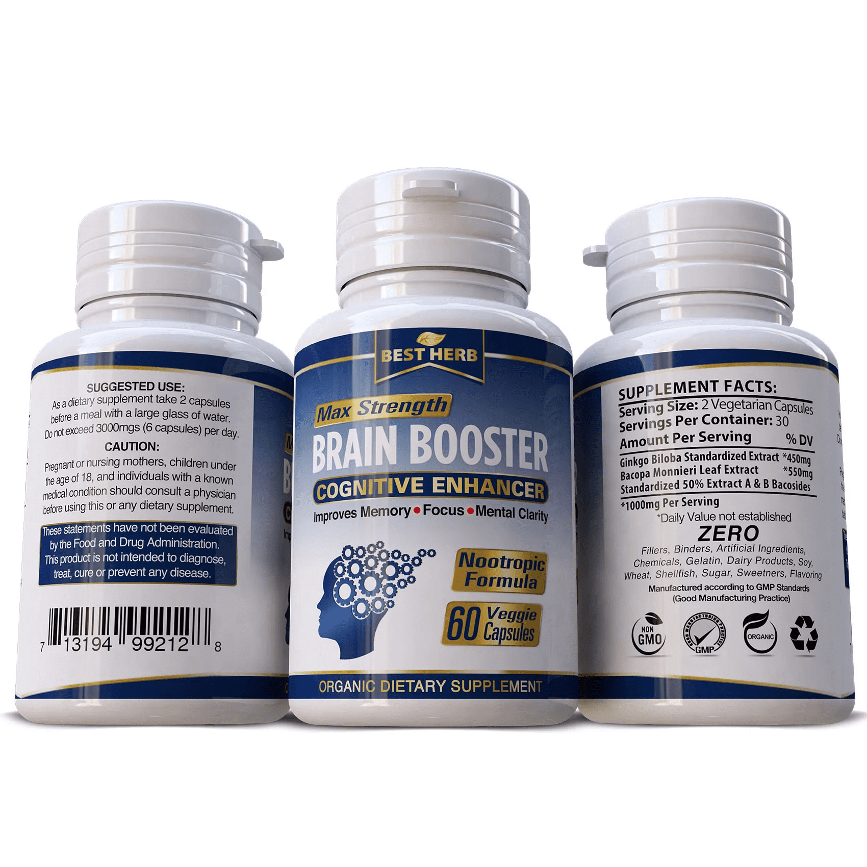 Brain Booster Cognitive Enhancement Nootropic Formula Ginkgo Biloba ...