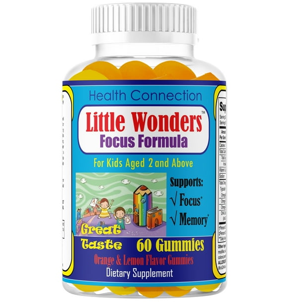 Brain Booster Focus Gummy Supplement for Kids & Teens, Omega 3 DHA for Children, Support Memory ...