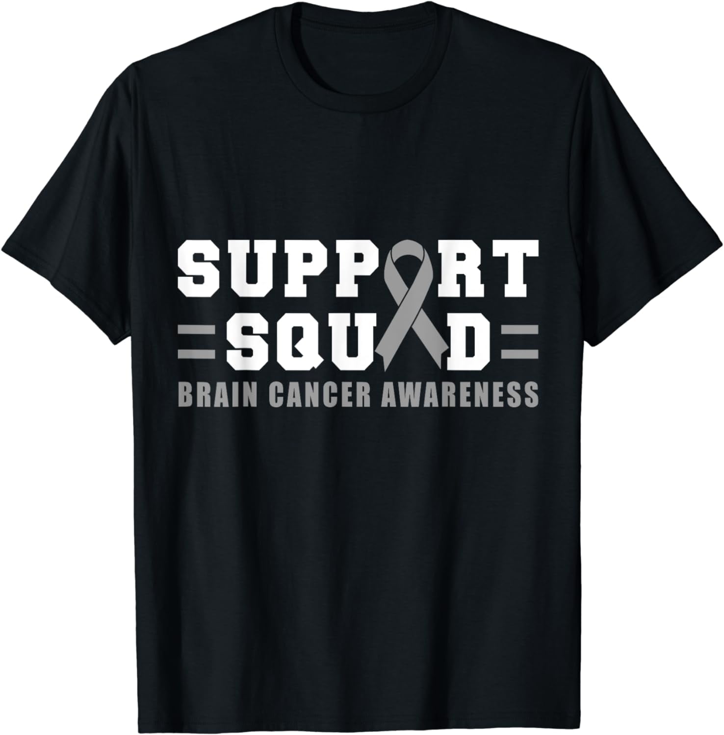 Brain Cancer Awareness Support Squad Grey Brain Tumor Ribbon T-Shirt ...