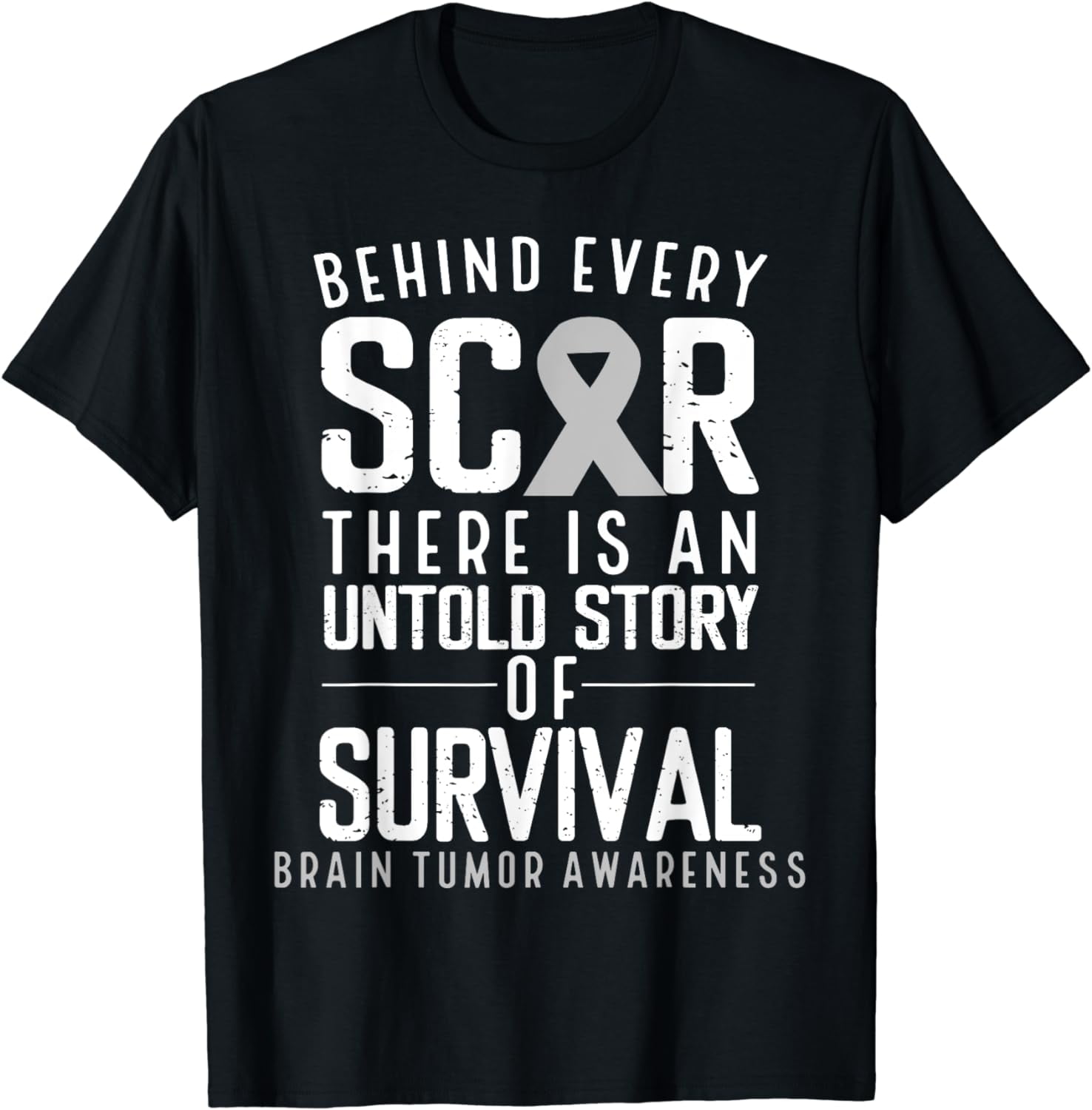 Brain Cancer Awareness Survivor Grey Ribbon Brain Tumor T-Shirt ...