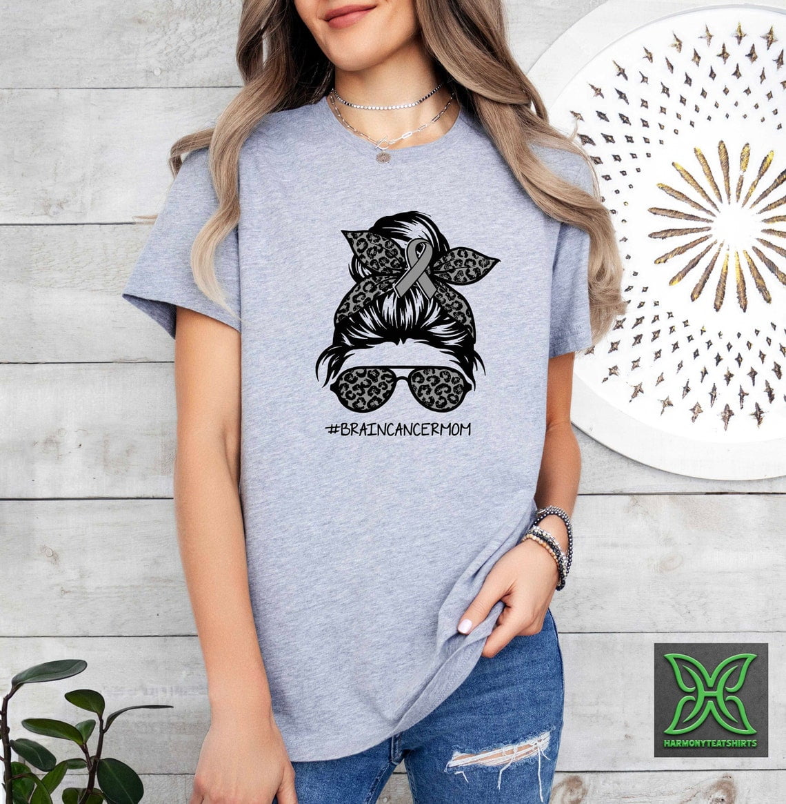 Brain Cancer Awareness Women Shirt,Brain Cancer Mom Gift, Brain Cancer ...