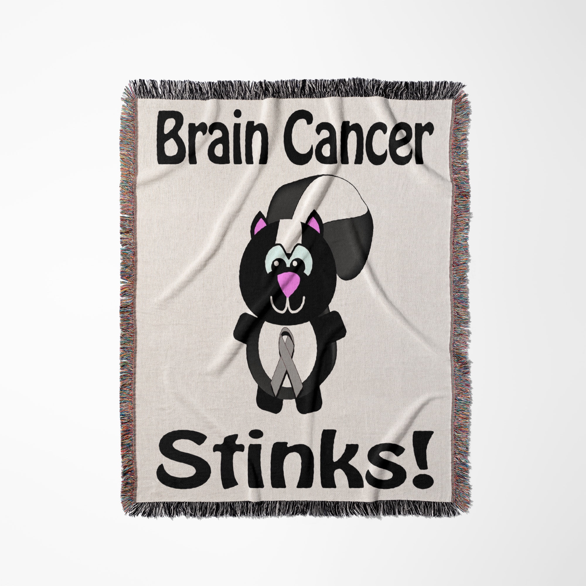 Brain Cancer Stinks Skunk Awareness Ribbon Cause Design, Woven Blanket ...