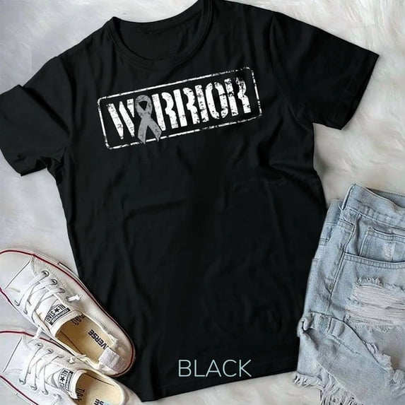 Brain Cancer Warrior Grey Military Style Ribbon T-Shirt Unisex T-Shirt ...