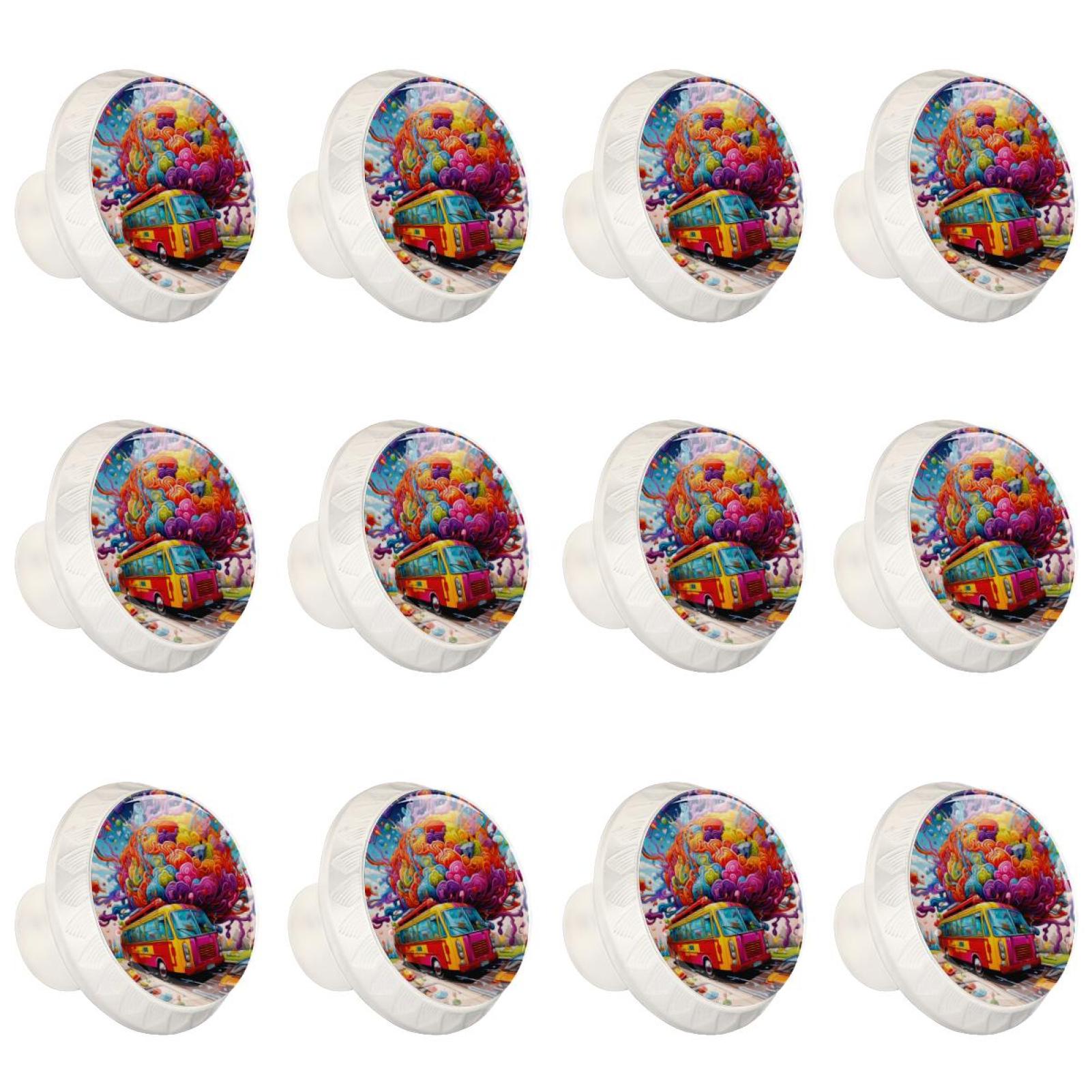 Brain Car 12 Pcs White Round Drawer Pulls with Screws,ABS and Glass ...