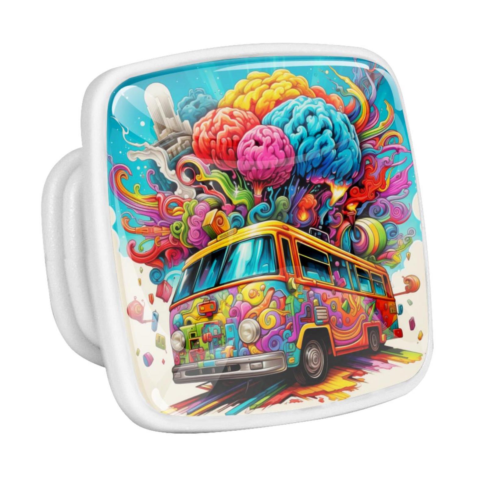 Brain Car Fluorescent Drawer Pulls with Screws Square 4-Pack Glow Dark Knobs for Cabinets ...