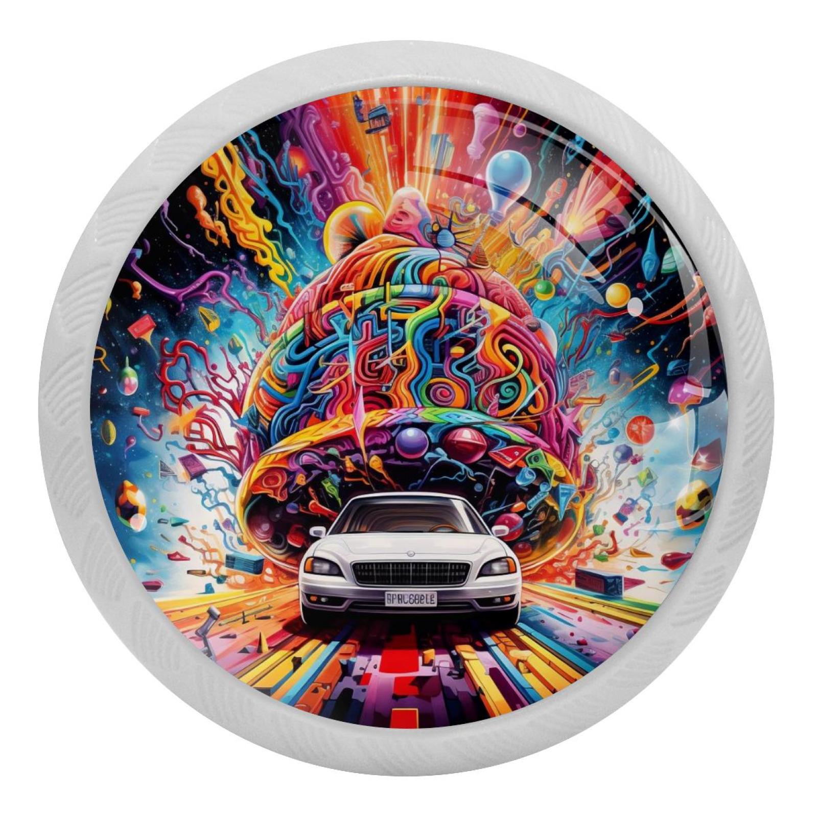 Brain Car Pattern 4PCS Cabinet Knobs Pulls Fluorescent Drawer Handle ...