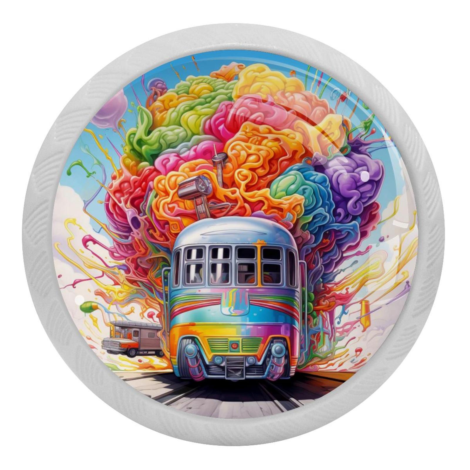 Brain Car Pattern 4PCS Cabinet Knobs Pulls Fluorescent Drawer Handle ...