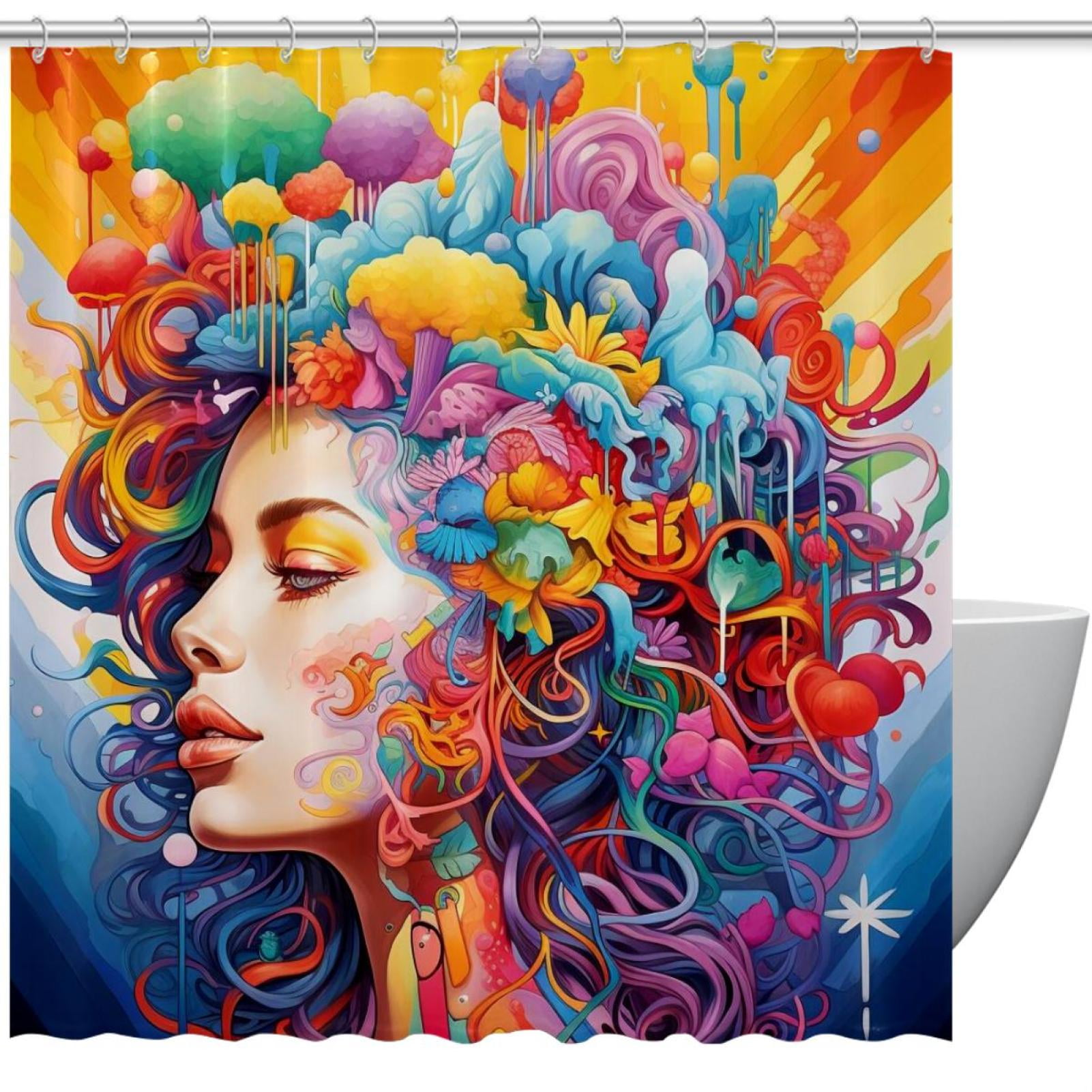 Brain Car Pattern Waterproof Shower Curtain Textured Prints Complete