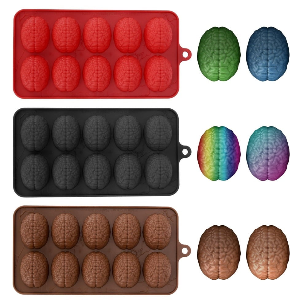 Brain Chocolate Molds Silicone 3 Pcs Small Human Brain Jello Mold C ...